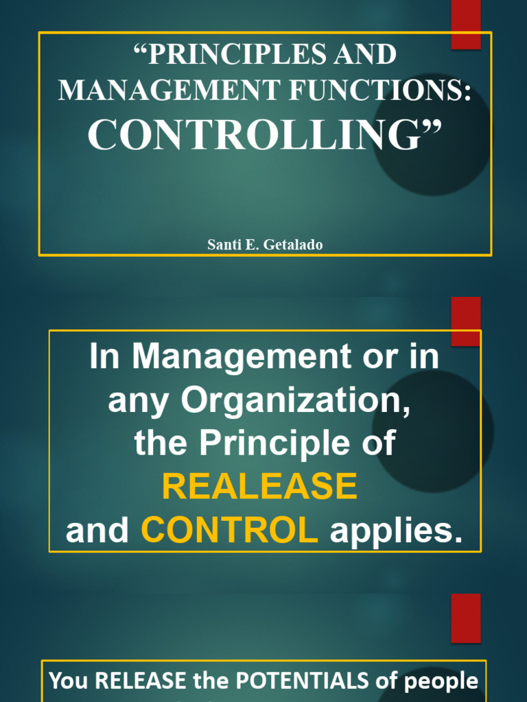 Principles and Management Functions - Controlling | PDF | Goal ...