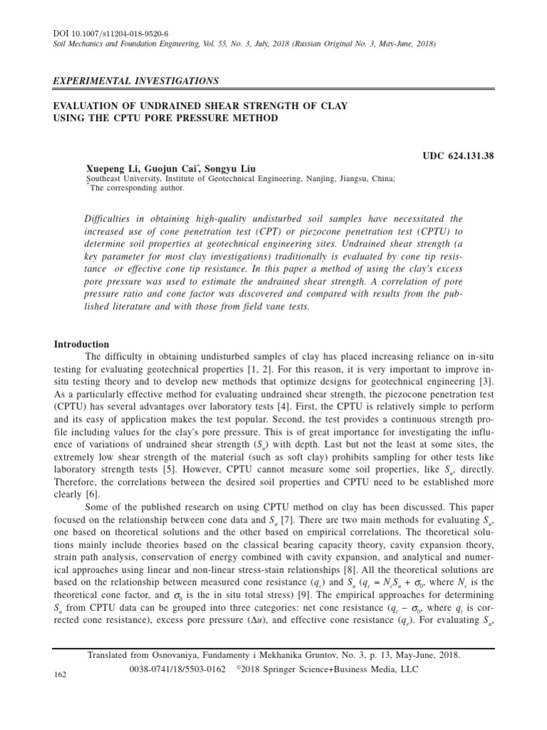 Evaluating Clay Strength with CPTU Method | PDF | Soil Mechanics ...