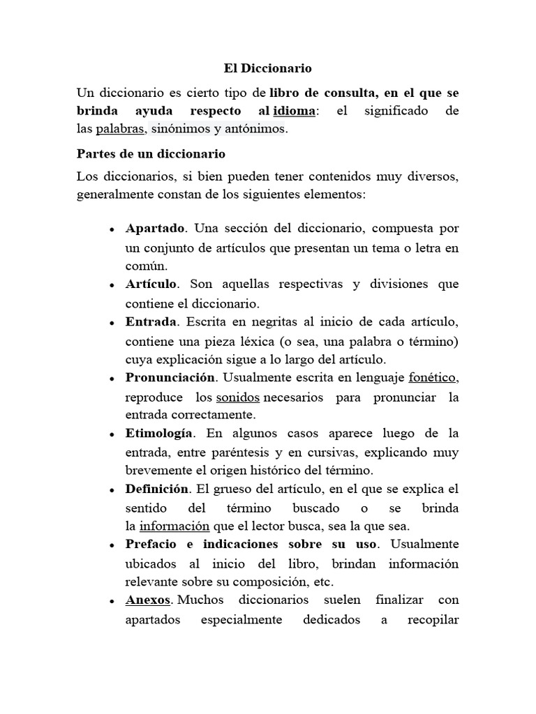 El Diccionario | PDF | Diccionario | La lingüística aplicada