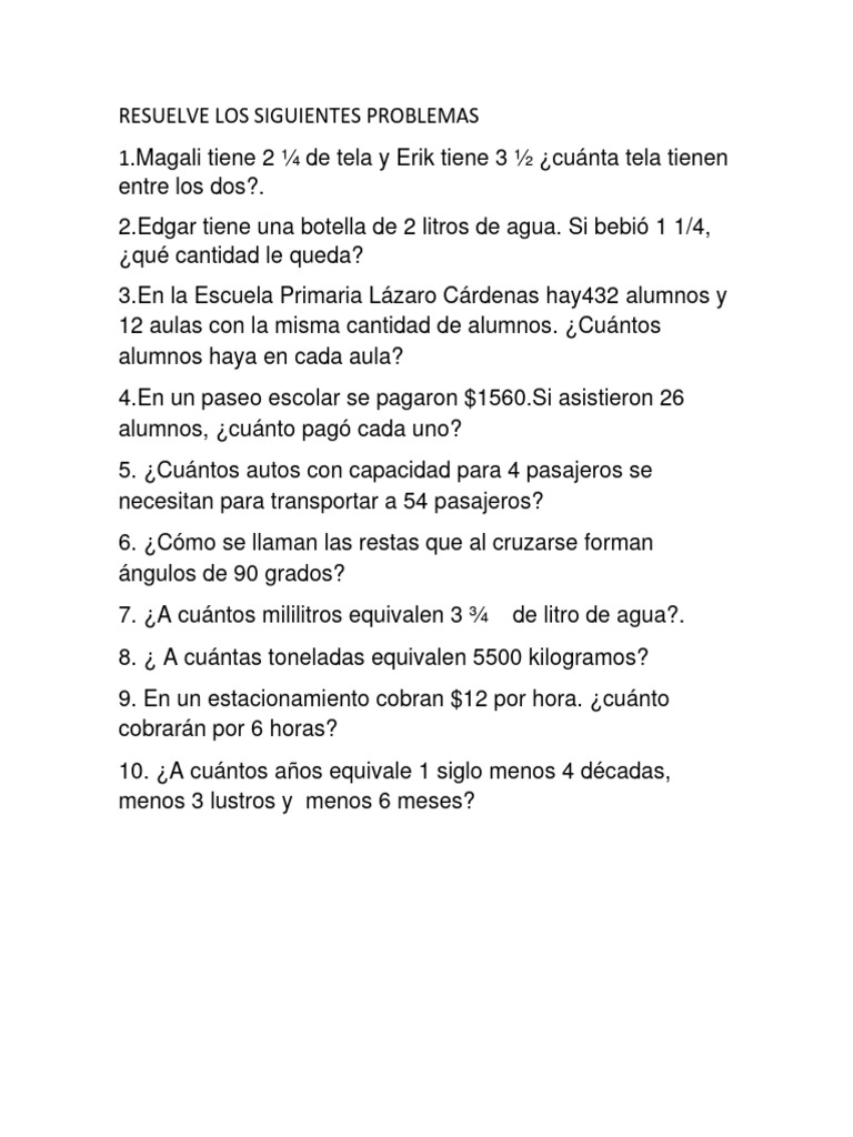 Actividades de Repaso de Matematicas | PDF