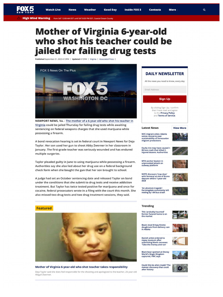 Mother of Virginia 6-Year-Old Who Shot His Teacher Could Be Jailed ... Mother of Virginia 6-Year-Old Who Shot His Teacher Could Be Jailed ...
