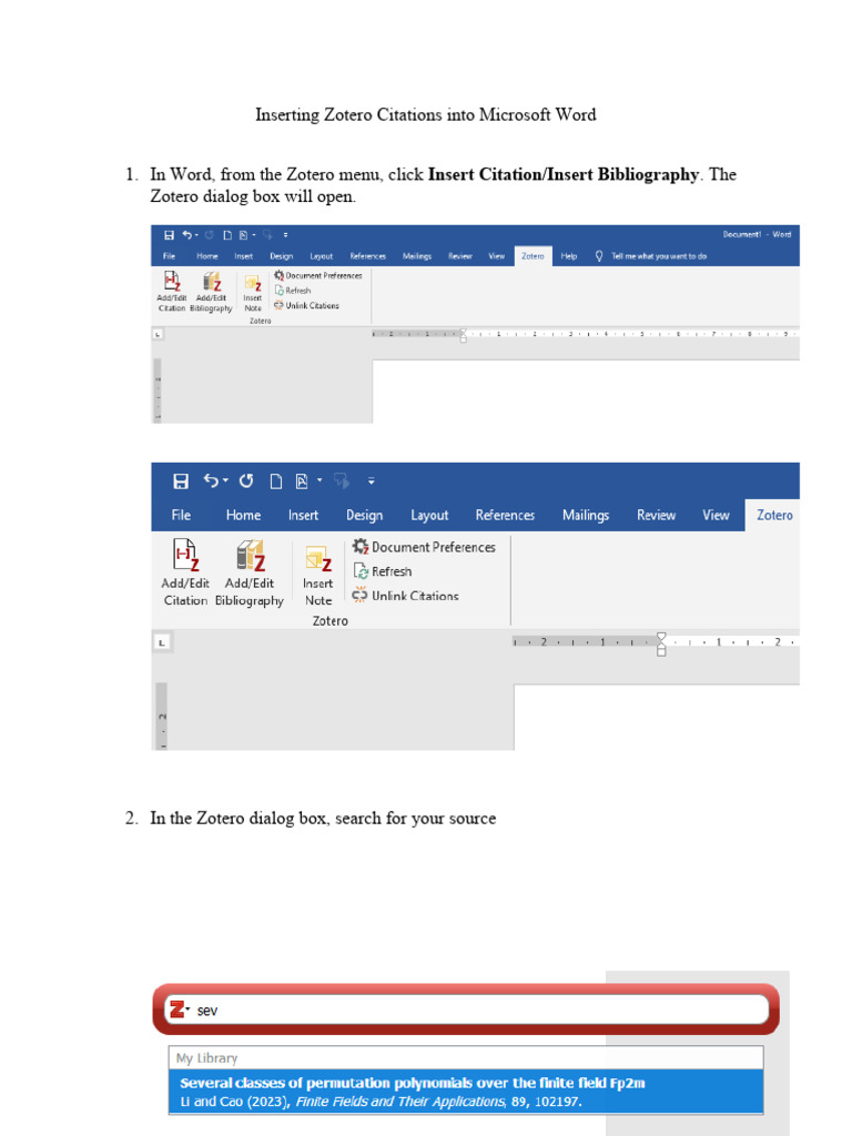 Inserting Zotero Citations Into Microsoft Word | PDF Inserting Zotero Citations Into Microsoft Word | PDF
