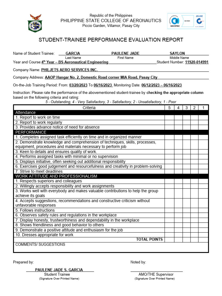 Student Trainee Evaluation Form Maintenance | PDF | Psychological ...