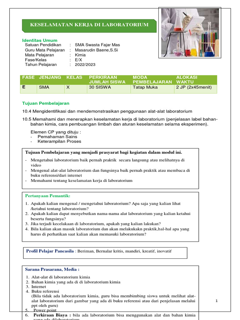 Modul Keselamatan Di Lab Pdf