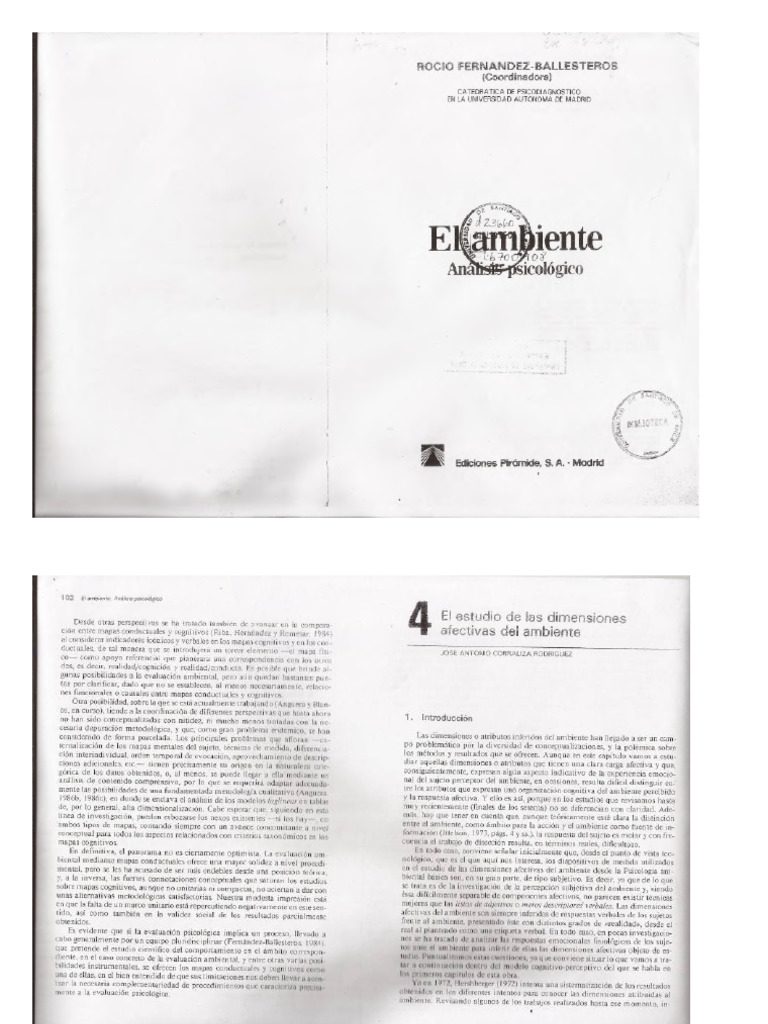 EL AMBIENTE Analisis Psicologico (Rocio Fernandez - Ballesteros) | PDF