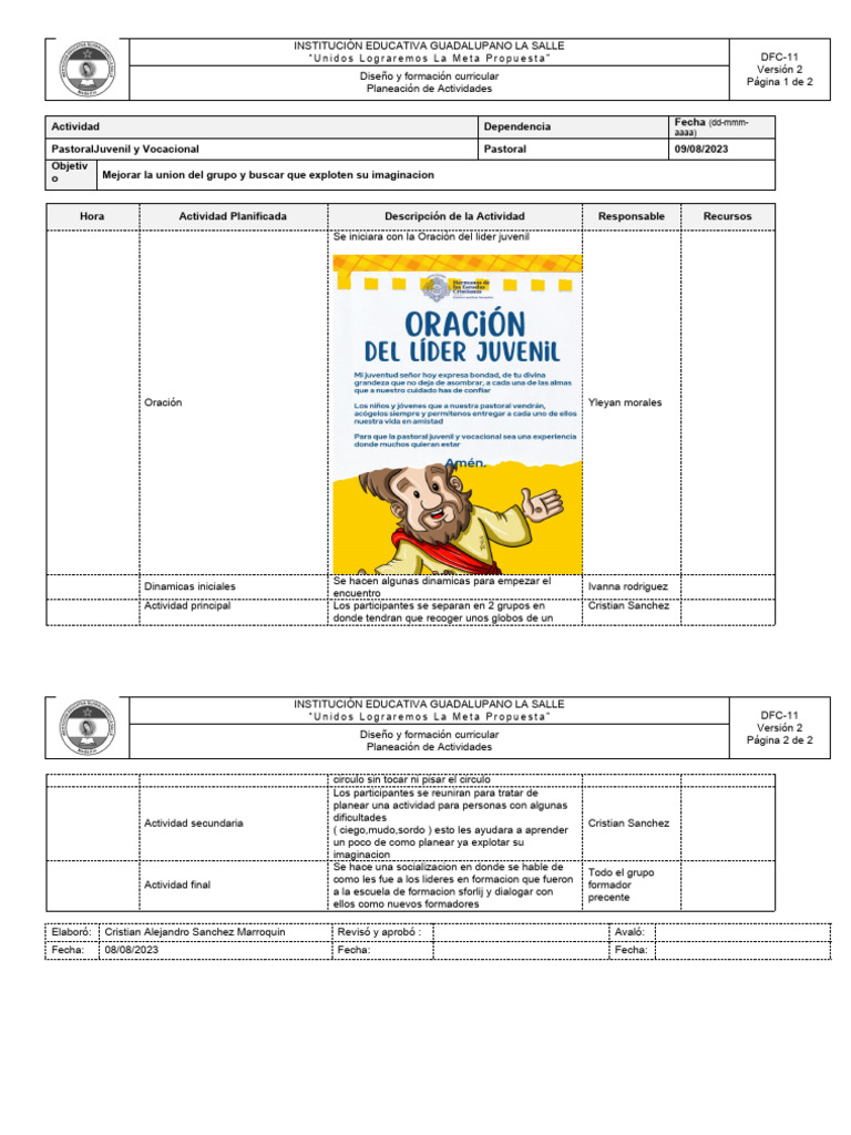 Planeacion PJV 09-08-2023 | PDF