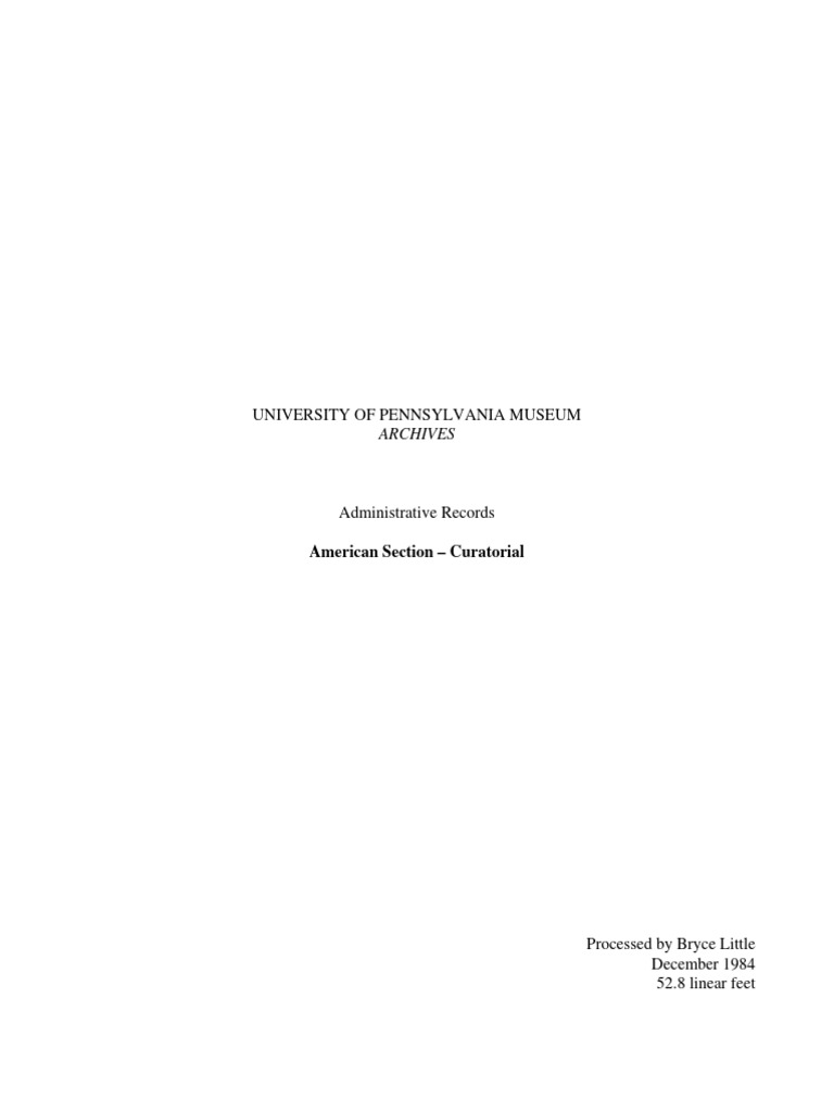 American Section Curatorial Records | PDF | Curator | Archaeology