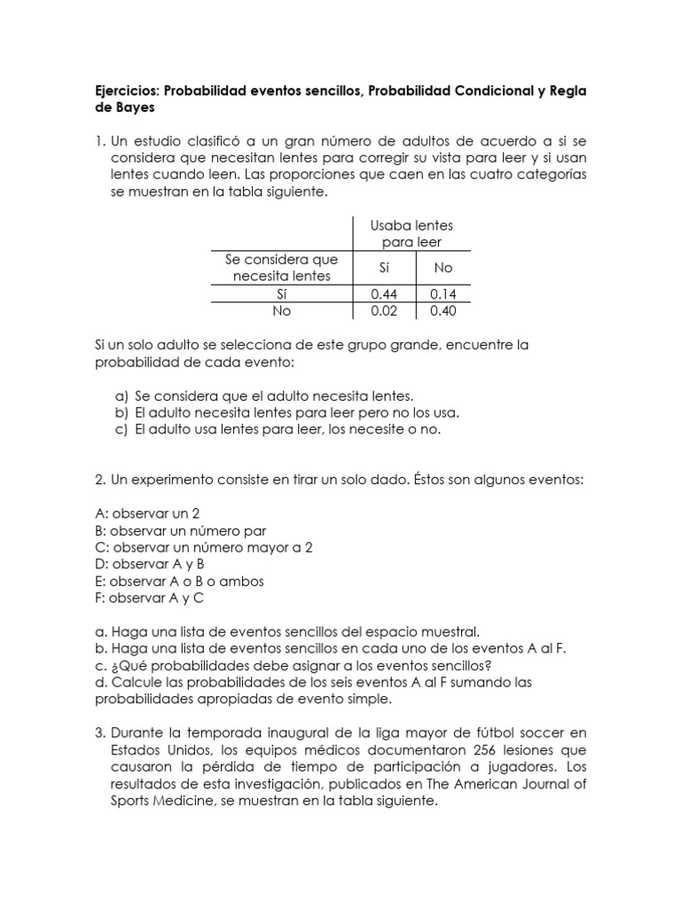 Ejercicios Probabilidad | PDF | Probabilidad | Probabilidades y estadísticas