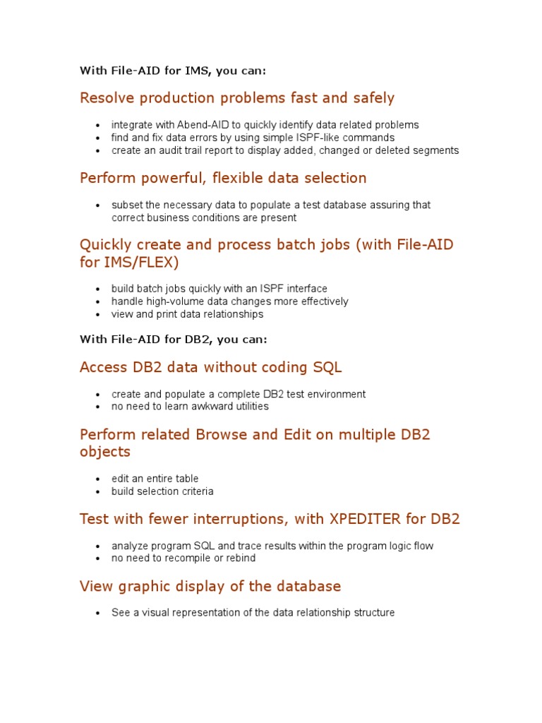 FILE Aid Notes | Download Free PDF | Ibm Db2 | Databases