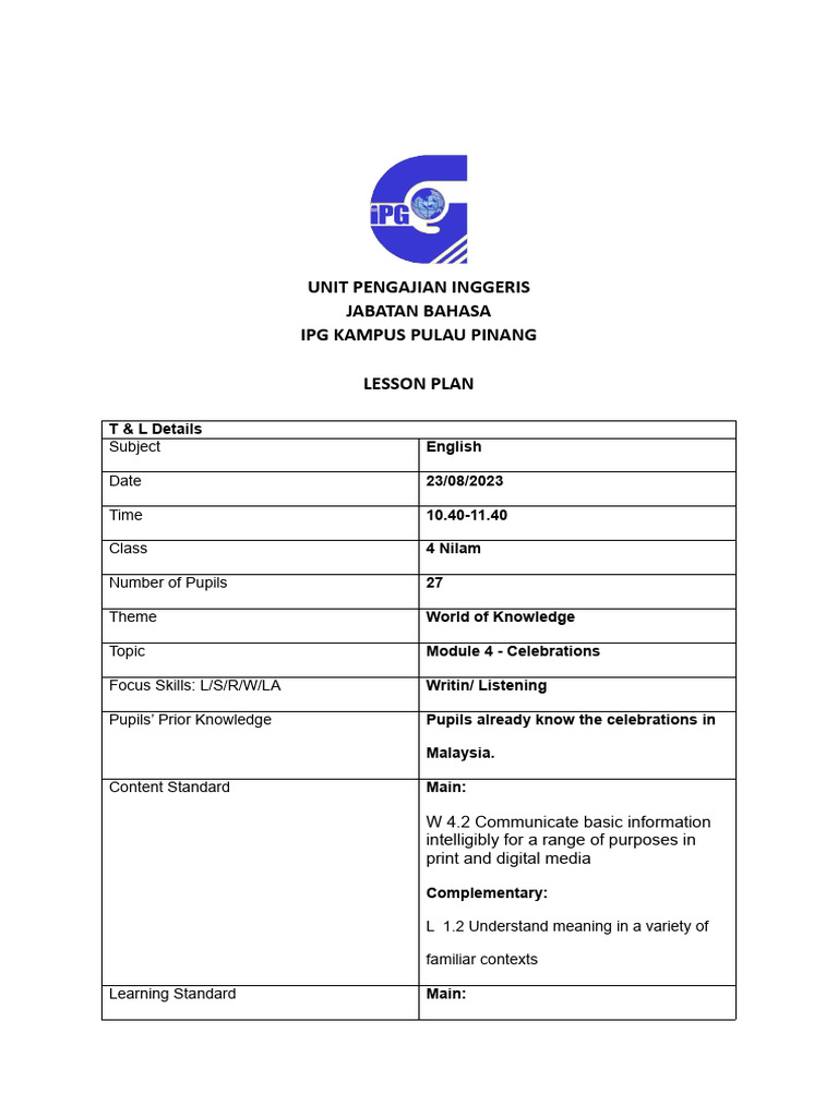 Unit 4 - Celebrations (Introduction To Celebrations) | PDF | Teachers ...