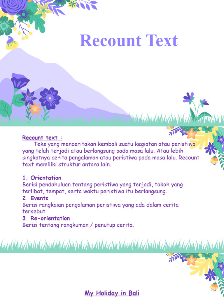 Recount Text. My Holiday in Bali | PDF | Bali