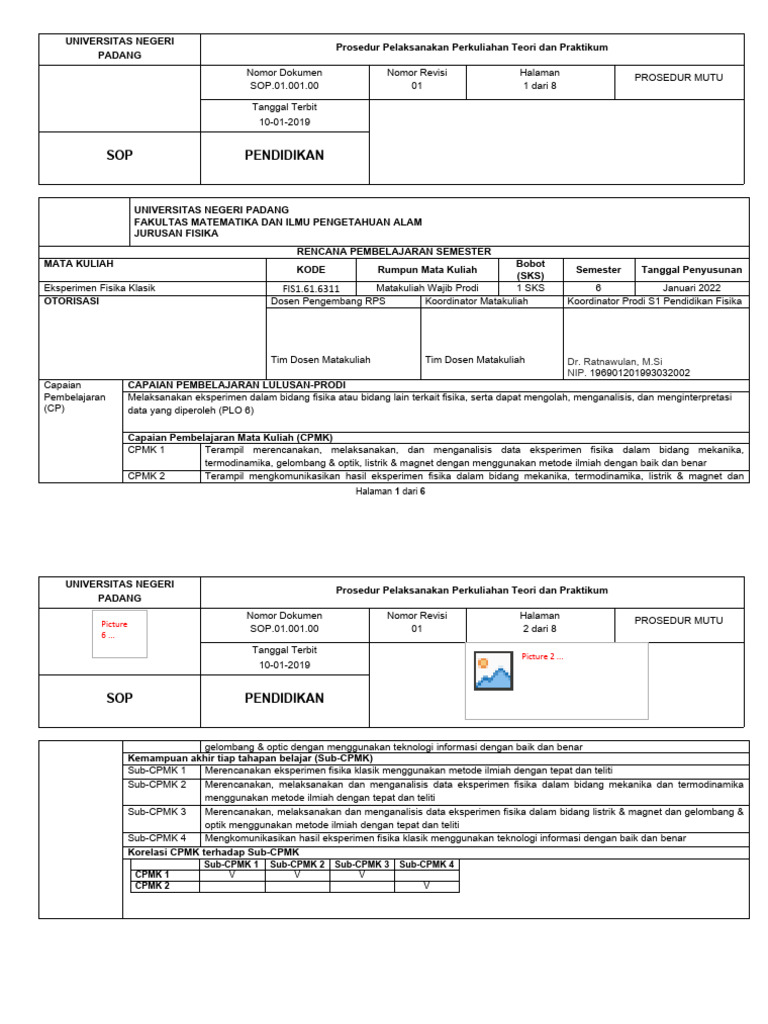 RPS Eksperimen Fisika Klasik Fix | PDF