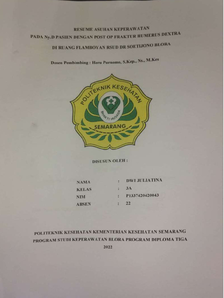 Askep Ny.D Post Op Fraktur - KMB II FIXX | PDF