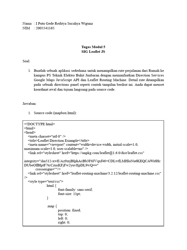 Laporan SIG - Mod5 - LeafletJS | PDF