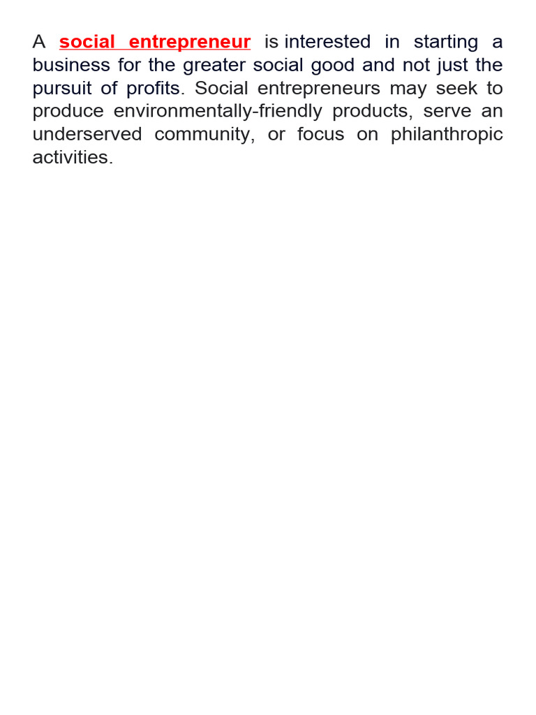 A Social Entrepreneur Is | PDF
