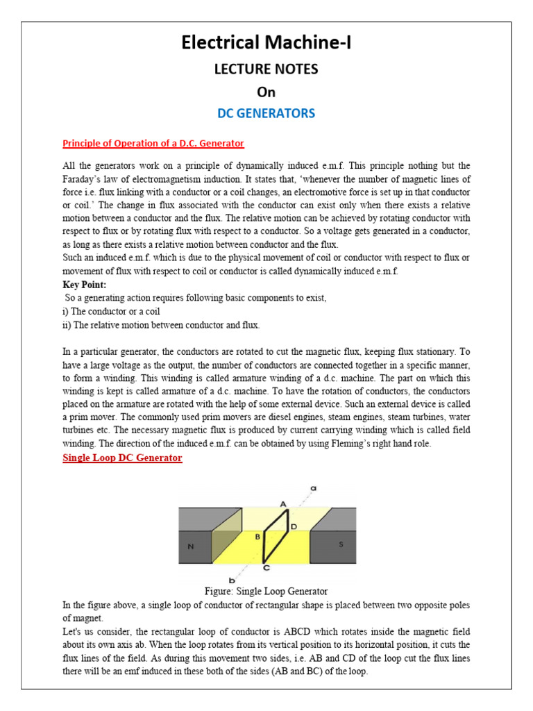 DC Generator Principles & Construction | PDF | Electromagnetic ...