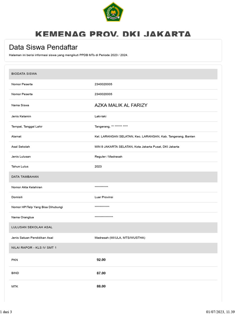 SIAP PPDB Online Kemenag Prov. DKI Jakarta | PDF