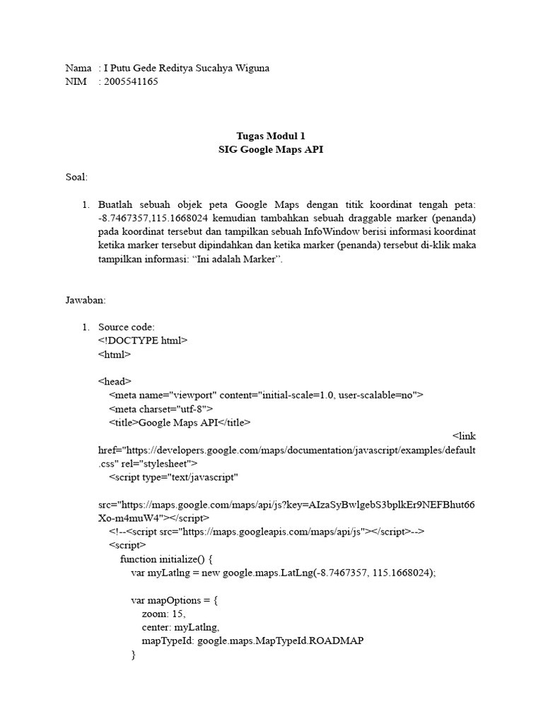 Laporan SIG - Mod1 - GoogleMapsAPI | PDF