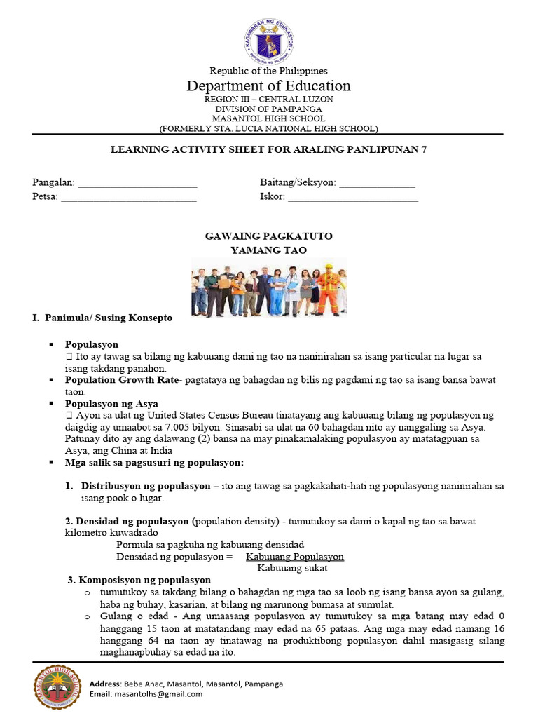 NGM-AP7-Q1 LAS Aralin 7 - Yamang Tao | PDF