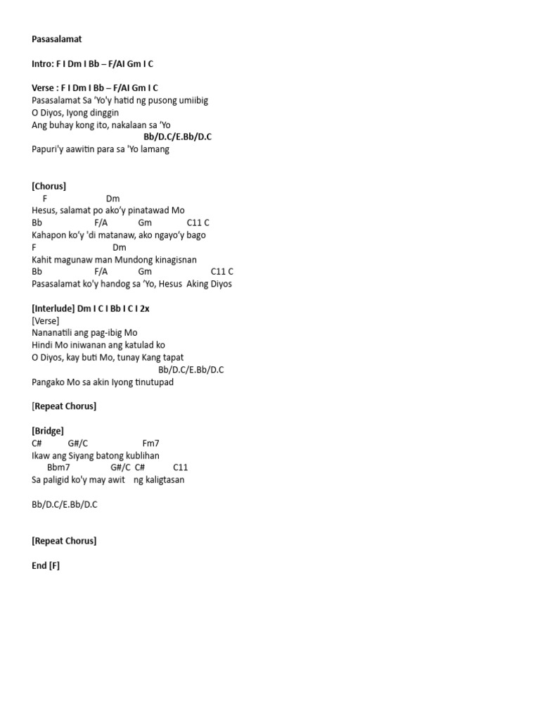 Pasasalamat Chords | PDF
