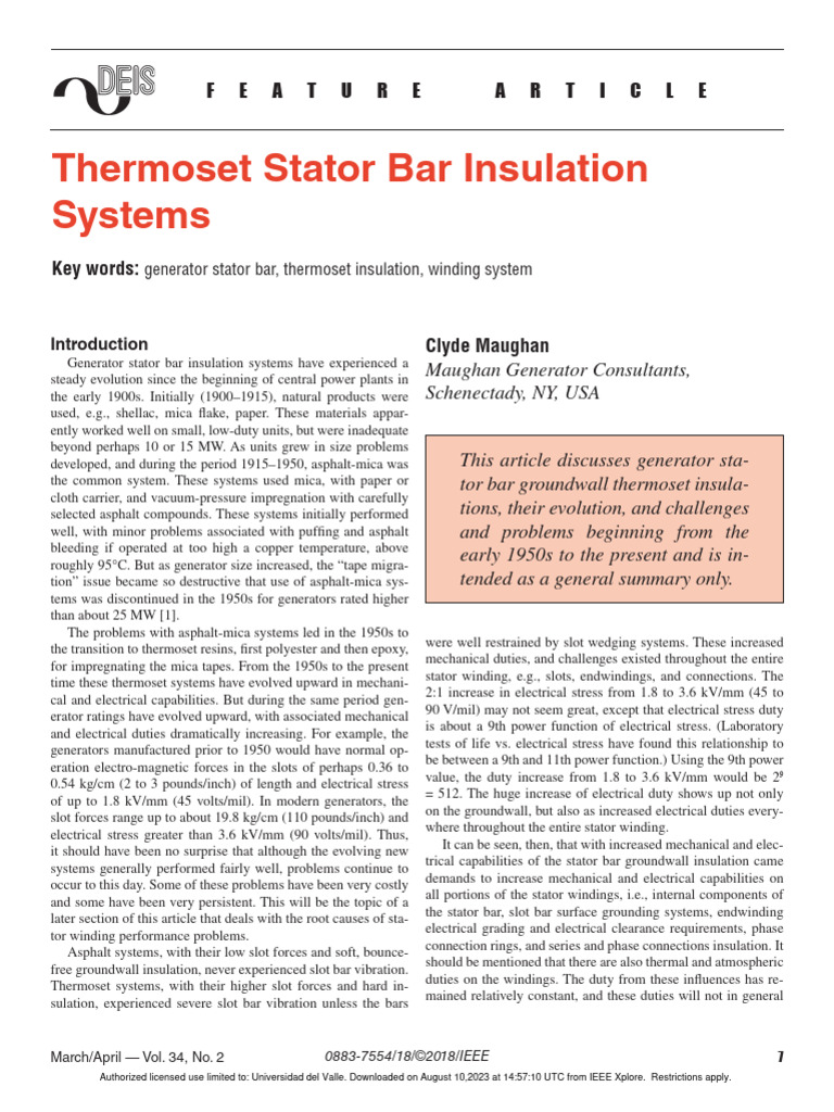 1-Thermoset Stator Bar Insulation Systems | PDF | Insulator ...