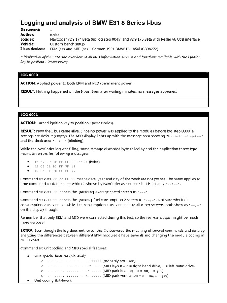 BMW E31 I-Bus Analysis-1 | PDF