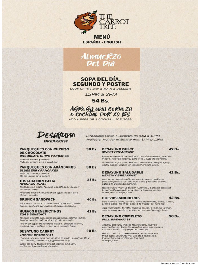 Menu The Carrot Tree | PDF