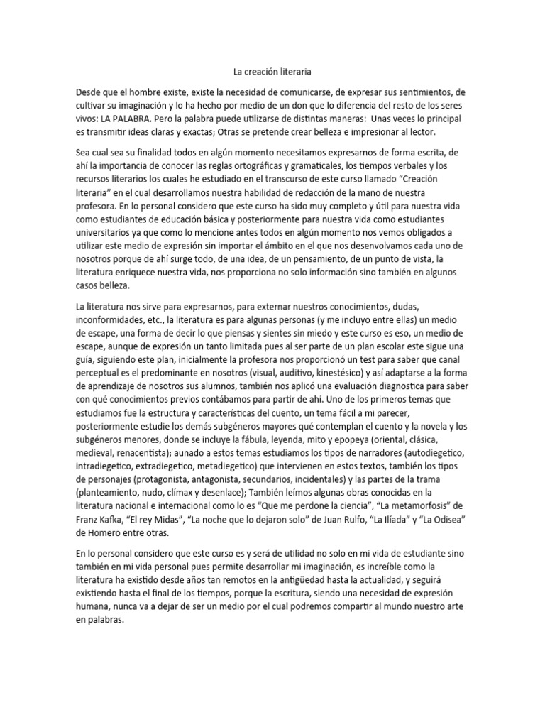 La creación literaria | PDF | Cuentos
