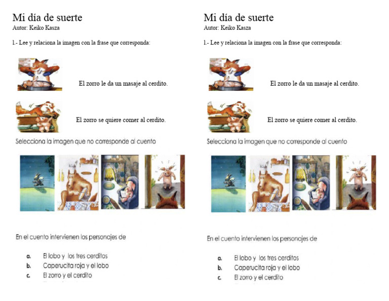 Mi Dia de Suerte Keiko Kasza Actividades | PDF