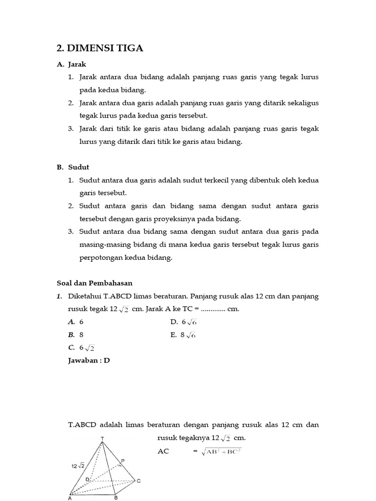 Dimensi Tiga: Jarak dan Sudut Geometri | PDF