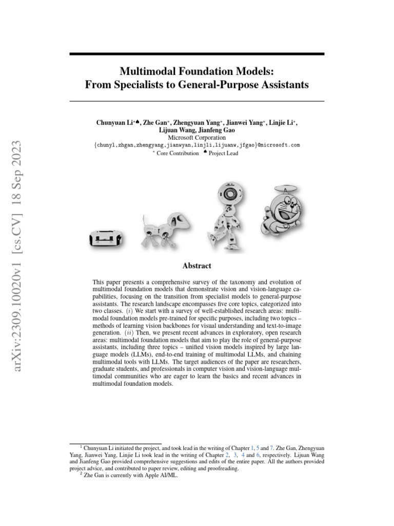 Li Et Al. - 2023 - Multimodal Foundation Models From Specialists To | PDF