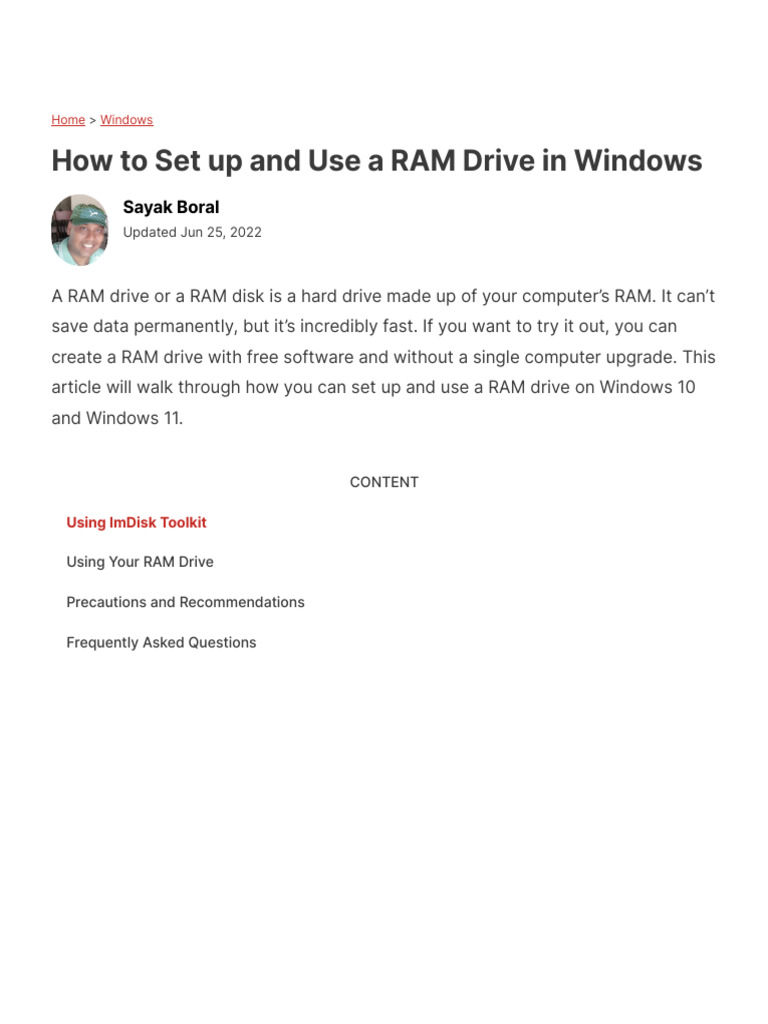 How To Set Up and Use A RAM Drive in Windows - Make Tech Easier | PDF | Solid State Drive ...