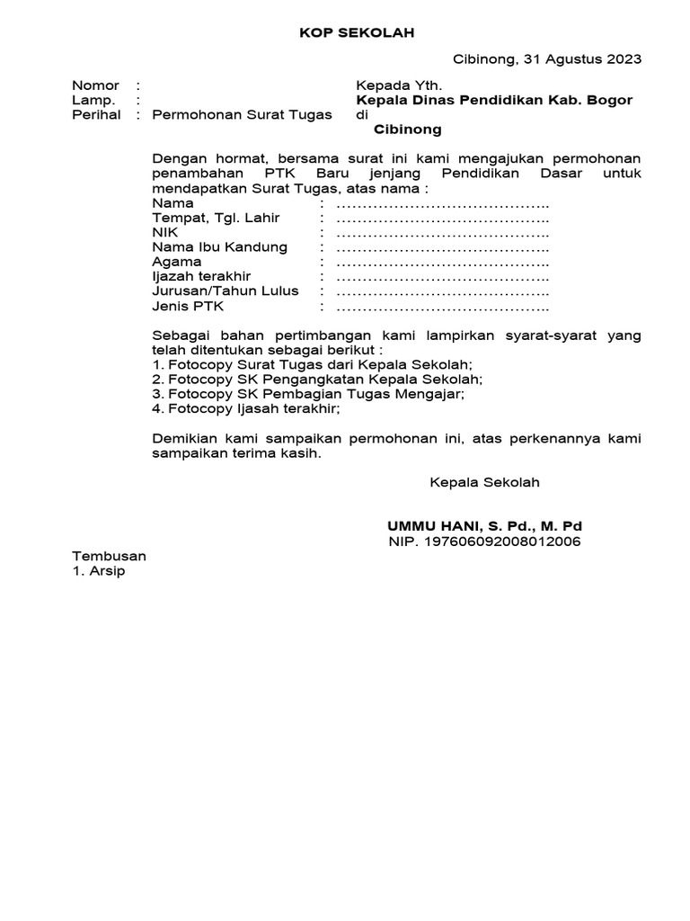 Surat Permohonan ST | PDF