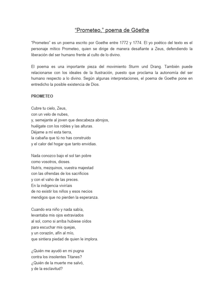Prometeo de Goethe | PDF