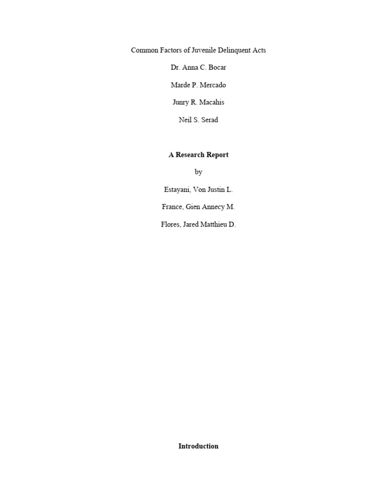 Common Factors of Juvenile Delinquent Acts | Download Free PDF ... Common Factors of Juvenile Delinquent Acts | Download Free PDF ...
