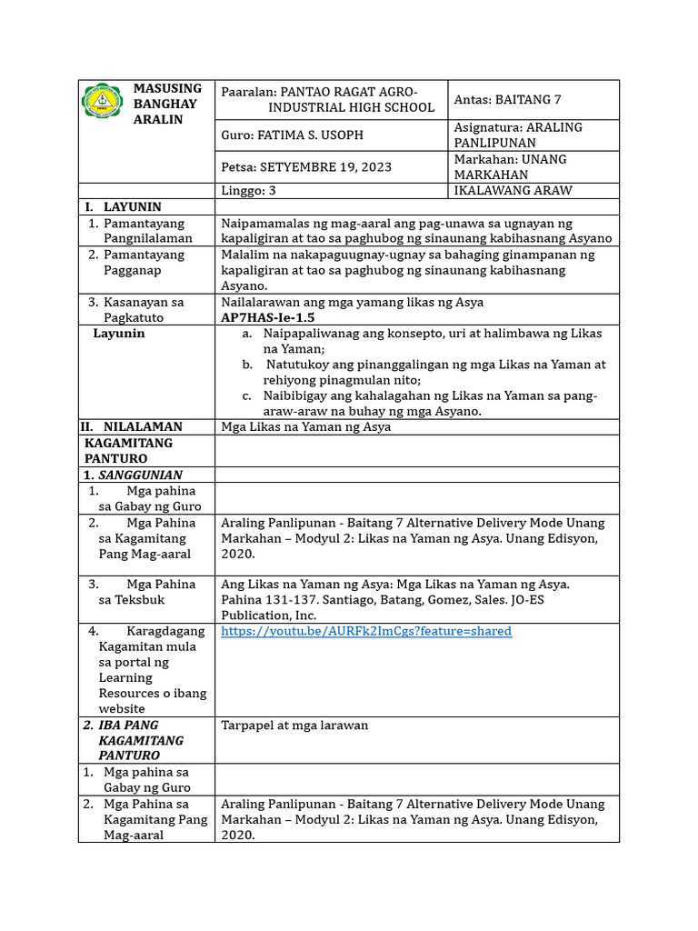 Ap7 Q1 DLP 23-24 | PDF