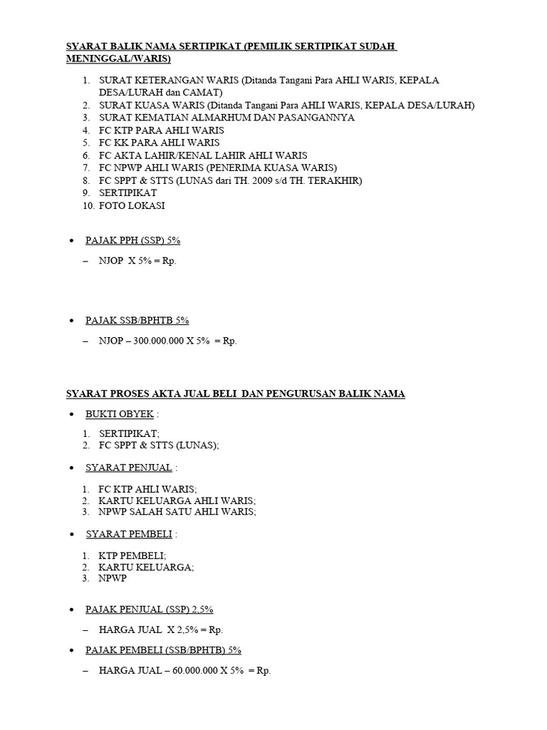 Syarat Jual Beli Waris Dan Ajb | PDF