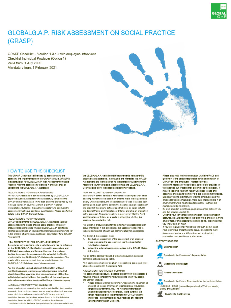 GRASP Social Practice Assessment Checklist | PDF | Employment | Working ...