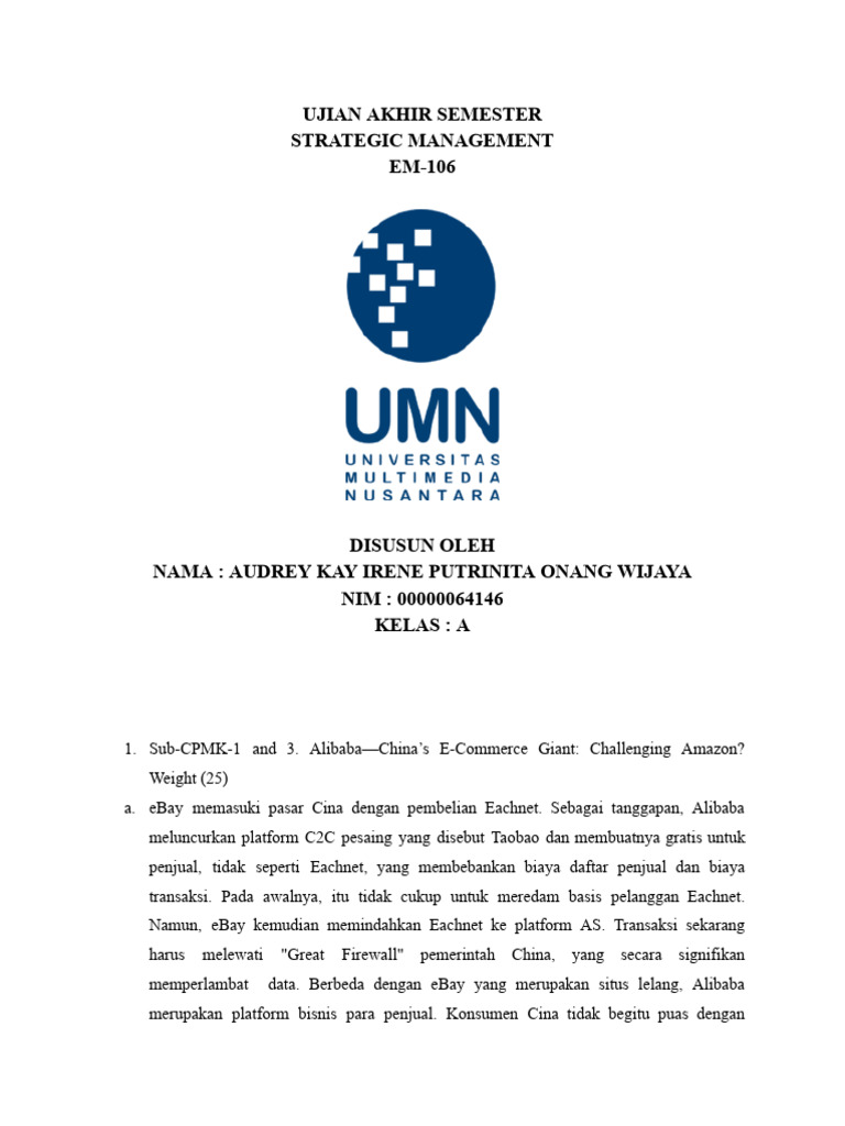 Audrey Kay - 0000064146 - EM106 - A - UAS | PDF