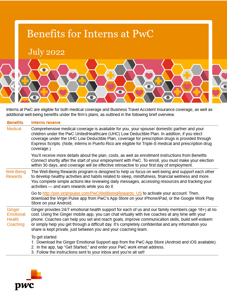 PWC US Intern Benefits Highlights FY23 | PDF