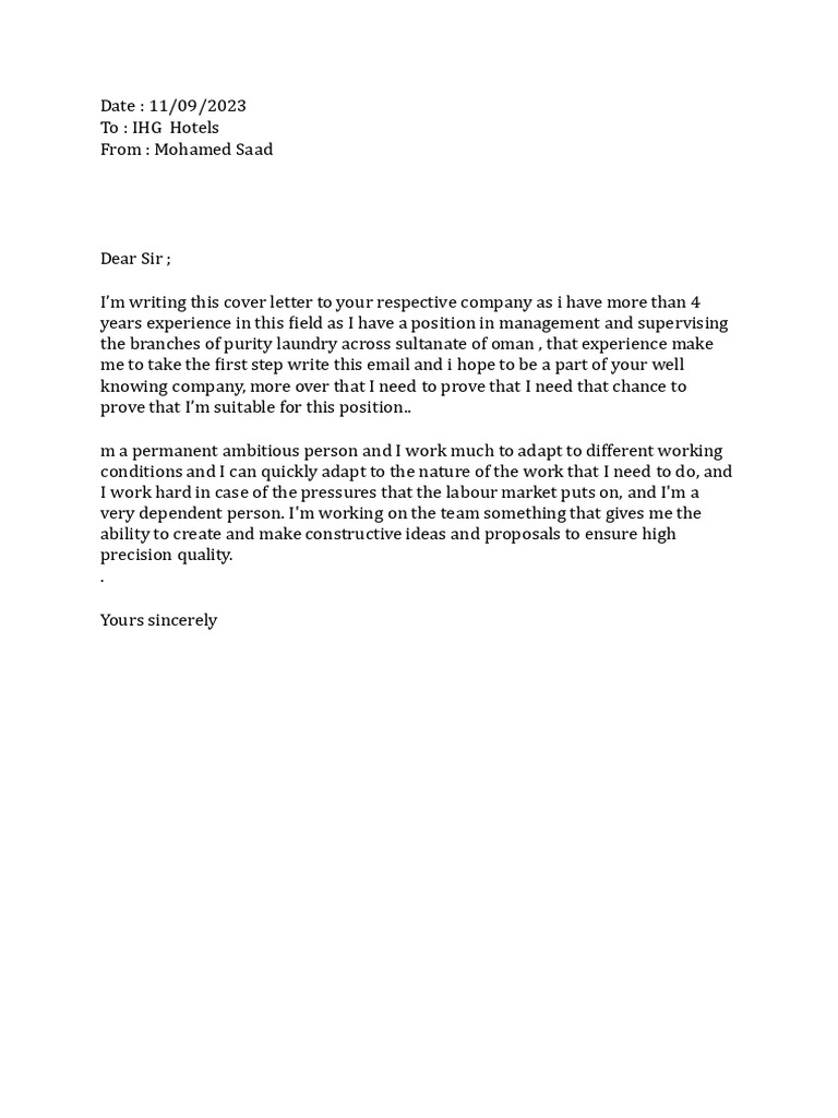 Job Application for IHG Hotels | PDF