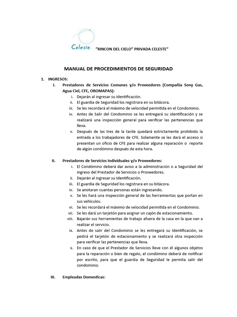 Manual de Procedimientos de Seguridad | PDF