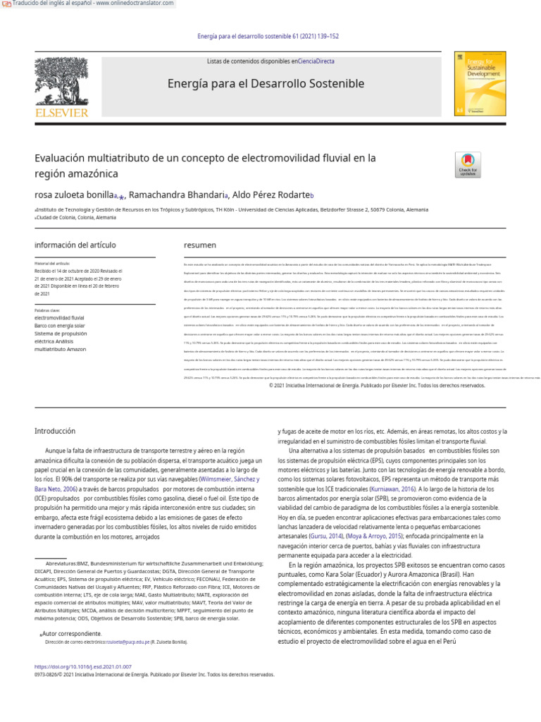 Multi-Attribute Assessment of A River Electromobility Concept in The Amazon Region - En.es | PDF ...