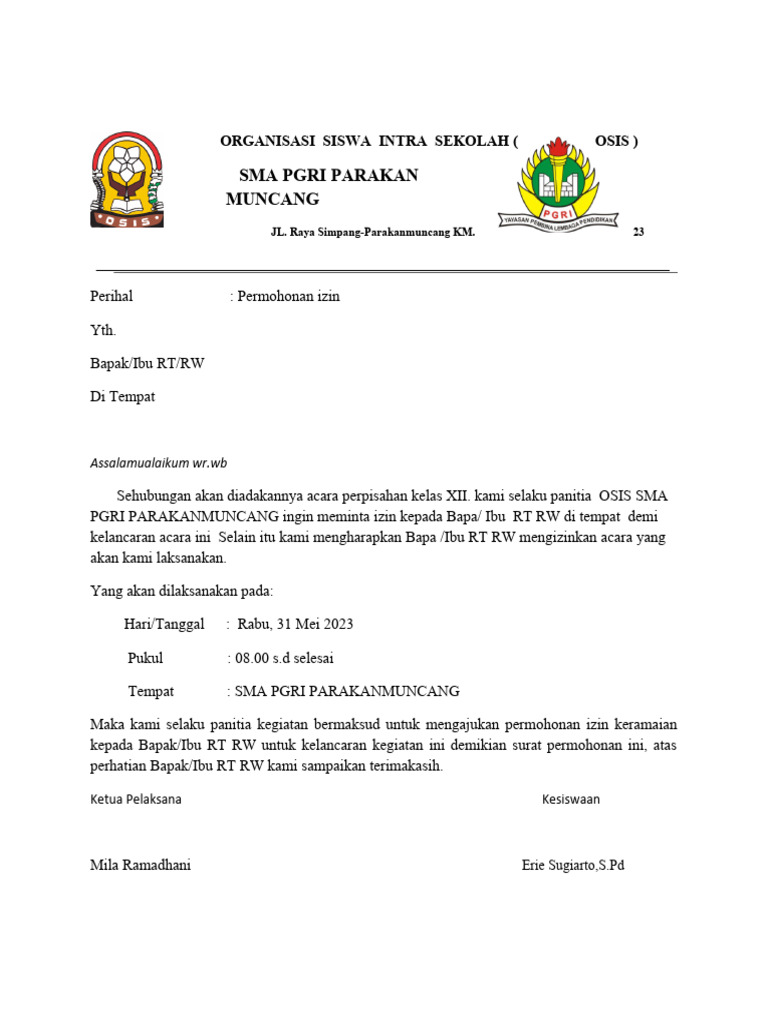 Surat Izin RT RW | PDF