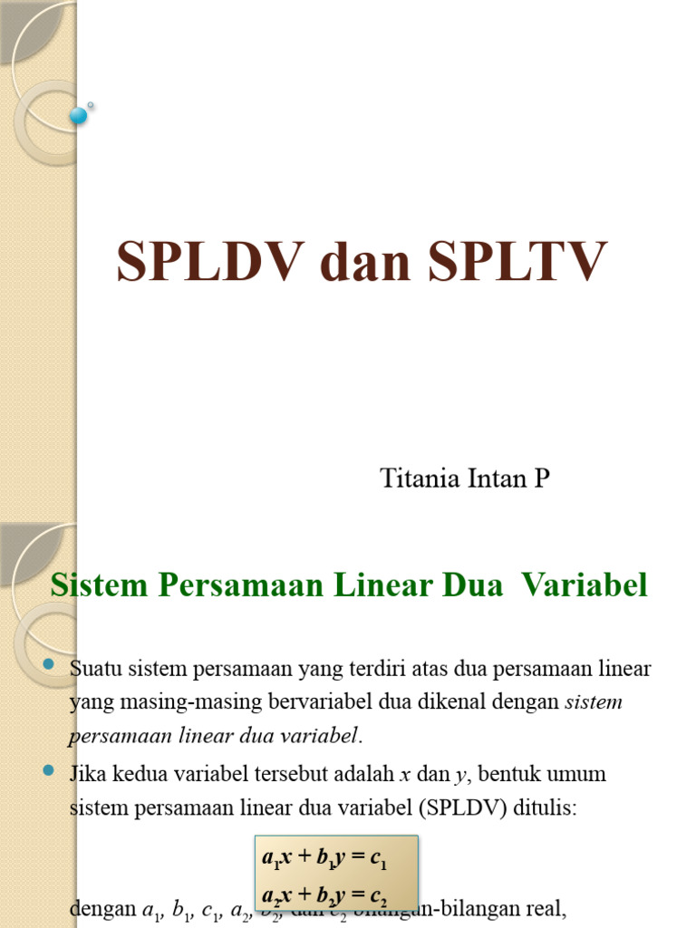 SPLDV dan SPLTV: Metode Penyelesaian | PDF