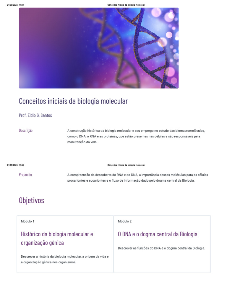 Conceitos Iniciais Da Biologia Molecular | PDF | DNA | Cromossomo