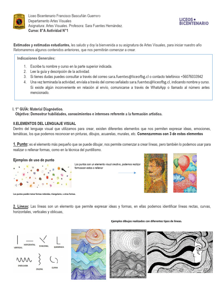 1° Guía Artes Visuales 8° A. | PDF | Dibujo