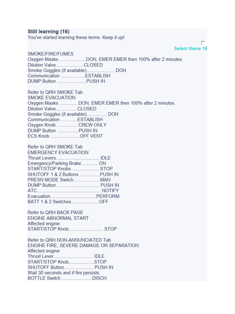 PH-300 Memory Items | PDF