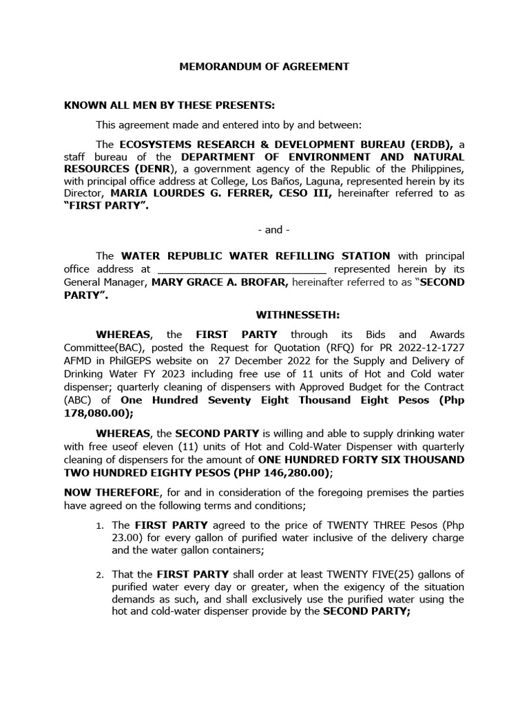 MOA Water Refiling | PDF