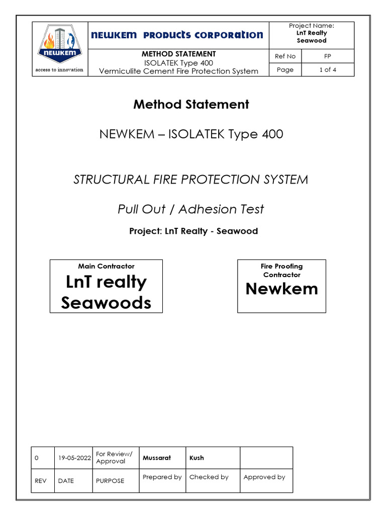 Pull Out Test Method Statement | PDF | Building Technology | Industrial ...